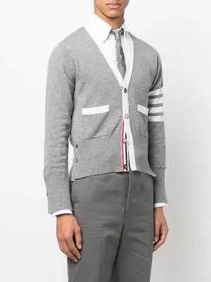Thom Browne 4-bar Stripe Knit Cardigan - Grey