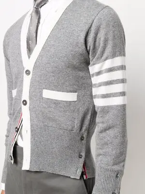 Thom Browne 4-bar Stripe Knit Cardigan - Grey