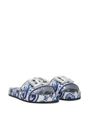 Dolce & Gabbana Majolica-print Leather Slides