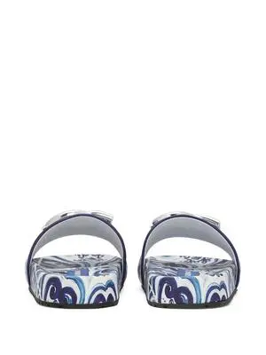 Dolce & Gabbana Majolica-print Leather Slides