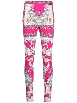 Versace Silver Baroque-print Leggings