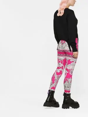 Versace Silver Baroque-print Leggings