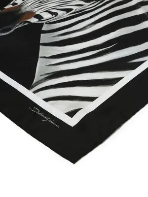 Dolce & Gabbana Zebra-print Twill Scarf - Black