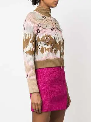 DIESEL® Multicolour Wool Blend Knit Zip-up Jacket
