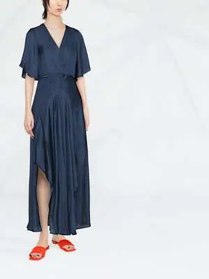 Maje Reniline Satin Cut-out Maxi Dress