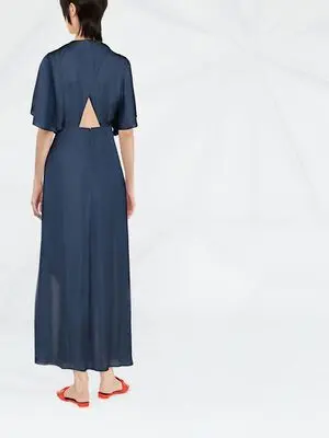 Maje Reniline Satin Cut-out Maxi Dress