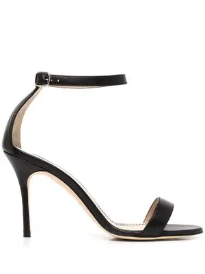 Manolo Blahnik 180mm Open-toe Leather Sandals Black