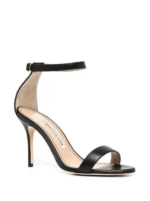 Manolo Blahnik 180mm Open-toe Leather Sandals - Black