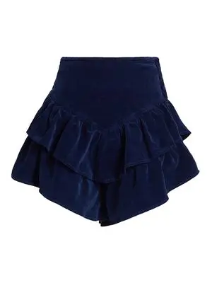 MOTHER Women's Ruffled Corduroy Miniskirt - Blueprint  - Blueprint
