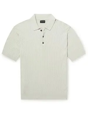 Club Monaco Cable-knit Cotton-blend Polo Shirt Xs
