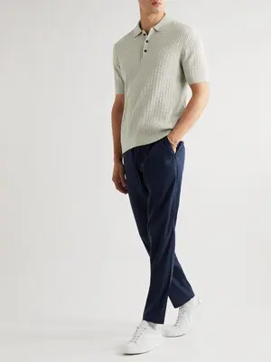 Club Monaco Cable-knit Cotton-blend Polo Shirt Xs