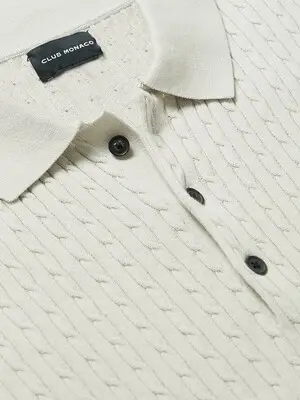 Club Monaco Cable-knit Cotton-blend Polo Shirt Xs