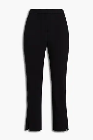 Theory Cropped Waffleknit Cottonblend Straightleg Pants - Black