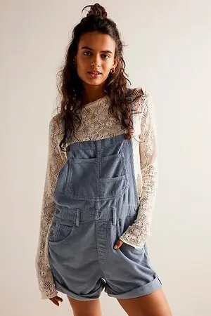 Free People We The Free Ziggy Cord Shortalls Autumn Sky