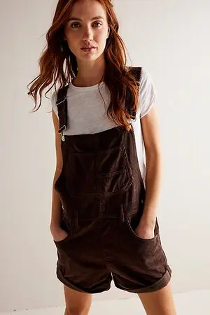 Free People We The Free Ziggy Cord Shortalls Brown