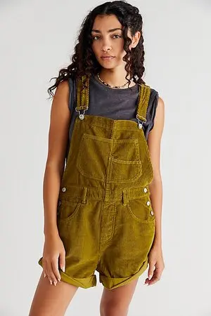 Free People We The Free Ziggy Cord Shortalls Dried Basil
