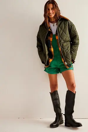 Free People We The Free Ziggy Cord Shortalls - Green