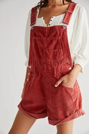 Free People We The Free Ziggy Cord Shortalls Marsala
