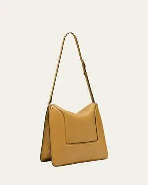 WANDLER Penelope Fold-over Flap Leather Shoulder Bag - Moth