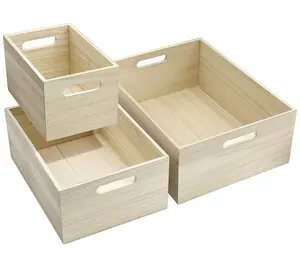 SORBUS Wooden Storage Bins 3 Piece Set - One-color