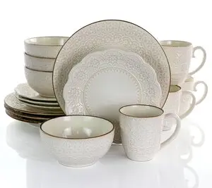 ELAMA Contessa 16-piece Scalloped Stoneware Din Nerware - One-color