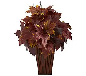 NEARLY NATURAL 19' Autumn Maple Leaf Plant In P Lanter - One-color