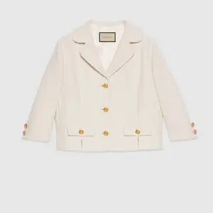 Gucci Fine Bouclé Blend Jacket, Size 36 It, White, Ready-to-wear White