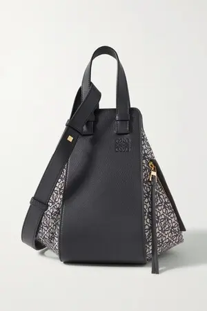 Loewe Hammock Small Paneled Textured-leather And Canvas-jacquard Tote
