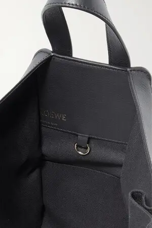 Loewe Hammock Small Paneled Textured-leather And Canvas-jacquard Tote