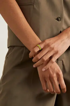 Yvonne Léon Alliance Set Of Three 9-karat Enamel, And Diamond Stacked Rings