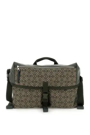 Loewe LOEWE ANAGRAM JACQUARD AND CANVAS POSTMAN MESSENGER - Green, Khaki