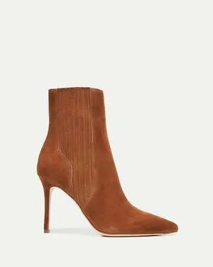 Veronica Beard Lisa Stiletto Mid-heel Ankle Boots - Chestnut