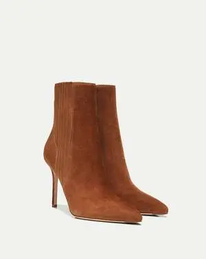 Veronica Beard Lisa Stiletto Mid-heel Ankle Boots - Chestnut