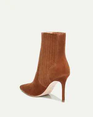 Veronica Beard Lisa Stiletto Mid-heel Ankle Boots - Chestnut