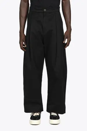Studio Nicholson Deep Pleat Volume Pant Black Cotton Volume Pant With Front Pleat Sorte