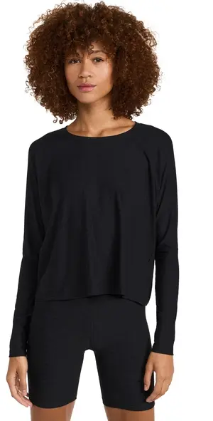 Beyond Yoga Featherweight Daydreamer Pullover Long Sleeve Tee - Darkest Night