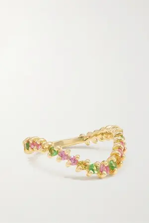 Yvonne Léon Alliance Vague Sapphire And Tsavorite Ring