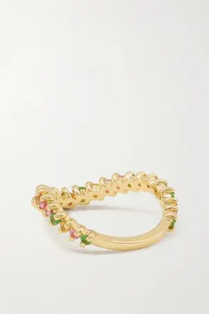 Yvonne Léon Alliance Vague Sapphire And Tsavorite Ring