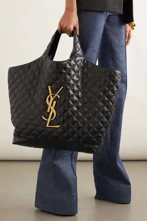 Saint Laurent Icare Extra Large Quilted Leather Tote - Black