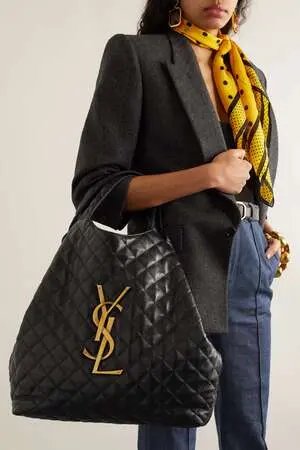 Saint Laurent Icare Extra Large Quilted Leather Tote - Black