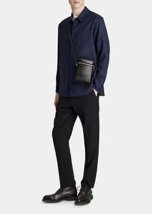 Berluti Men's Double-Face Wool Overshirt - Dark Winter Night