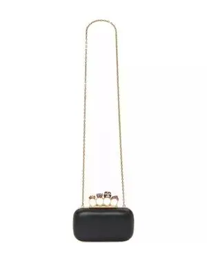 Alexander McQueen Four Ring Knuckle Clutch - Black