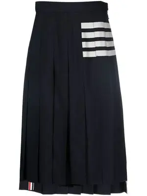 Thom Browne Stripe-print Pleated Skirt - Blue