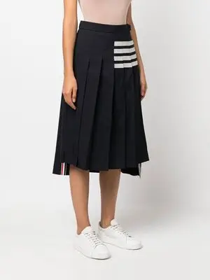 Thom Browne Stripe-print Pleated Skirt - Blue
