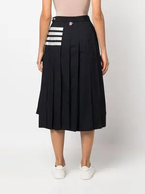 Thom Browne Stripe-print Pleated Skirt - Blue