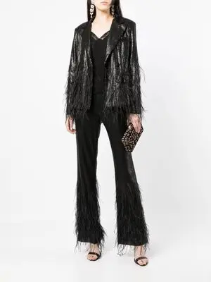 SEMSEM Feather-detail Sequin-embellished Blazer