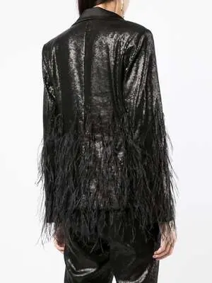SEMSEM Feather-detail Sequin-embellished Blazer