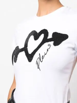 Philipp Plein Crystal-embellished Logo T-shirt - White