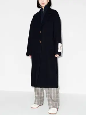 GOLDEN GOOSE Logo-patch Single-breasted Coat