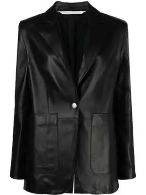 Palm Angels Side Stripe Leather Blazer